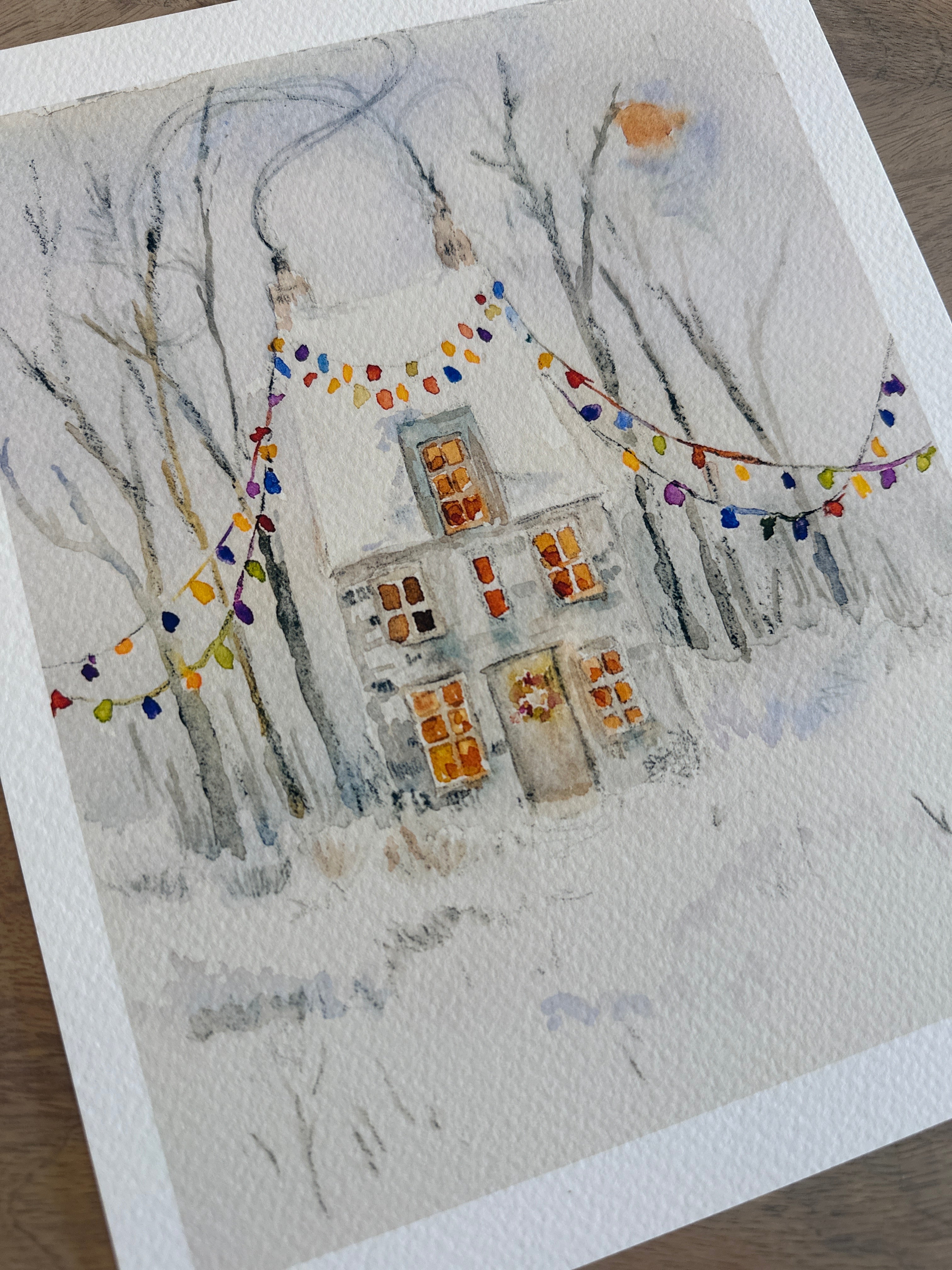 String of Winter Lights (Different format) – Chloe Duncan Watercolours