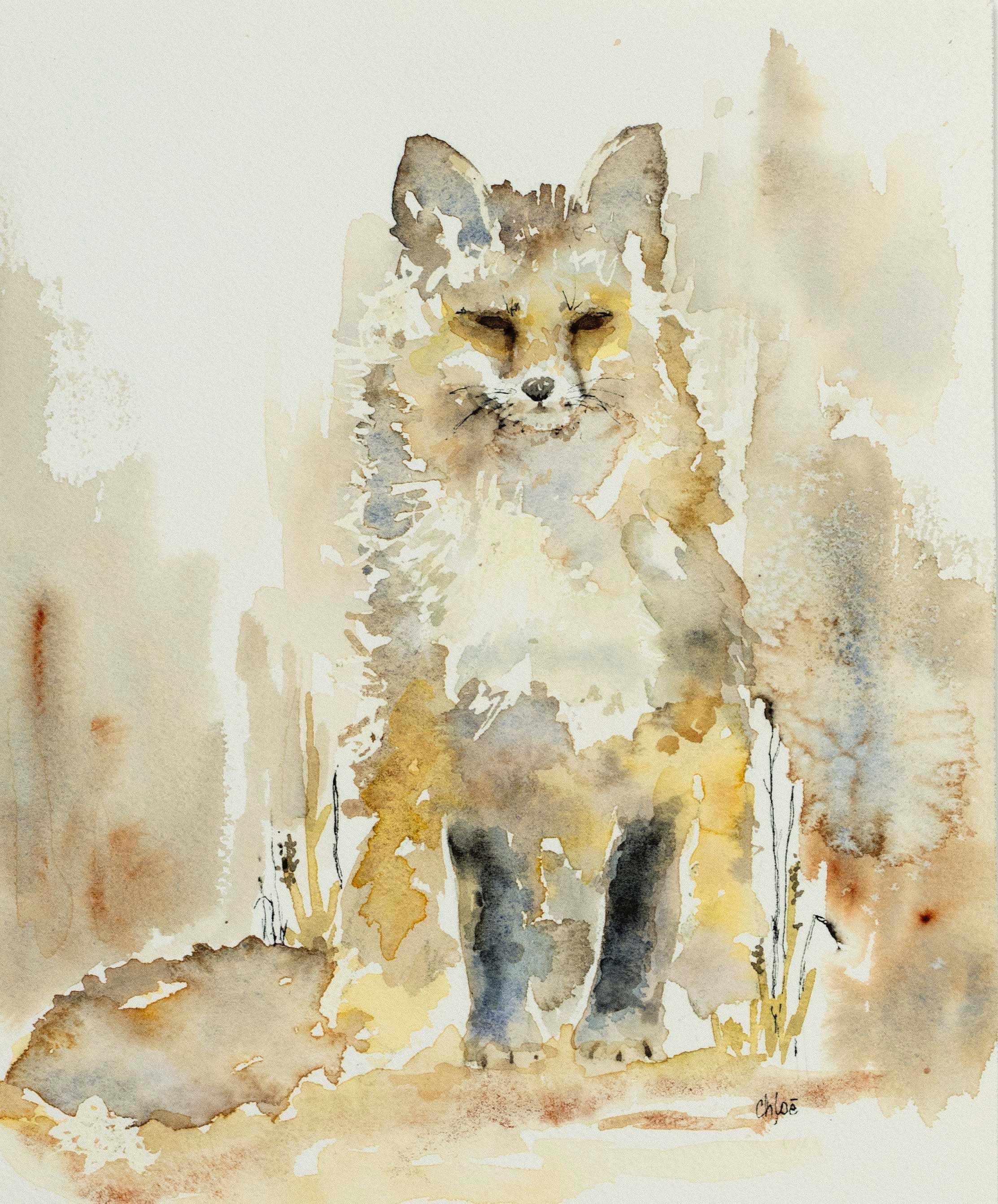 Fox | Cozy sitting fox giclee print – Chloe Duncan Watercolours